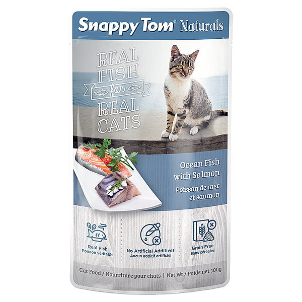 Snappy Tom Ocean Fish with Salmon for Cats 12 x 3.5oz pouches ...